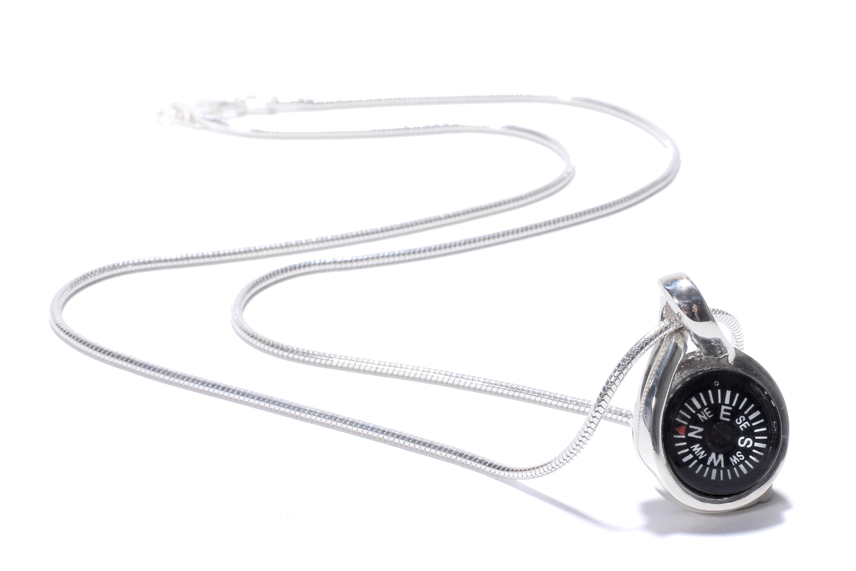 SW Compass Necklace With Working Compass in Sterling Silver – Vancouver ...